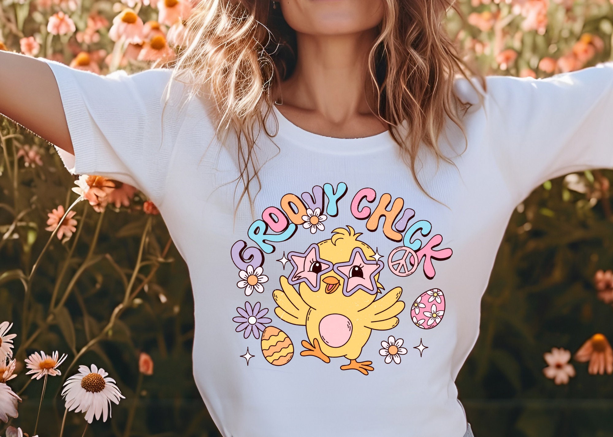 Groovy Chick Png, Hippie Easter Png, Spring Png, Retro Easter Png ...