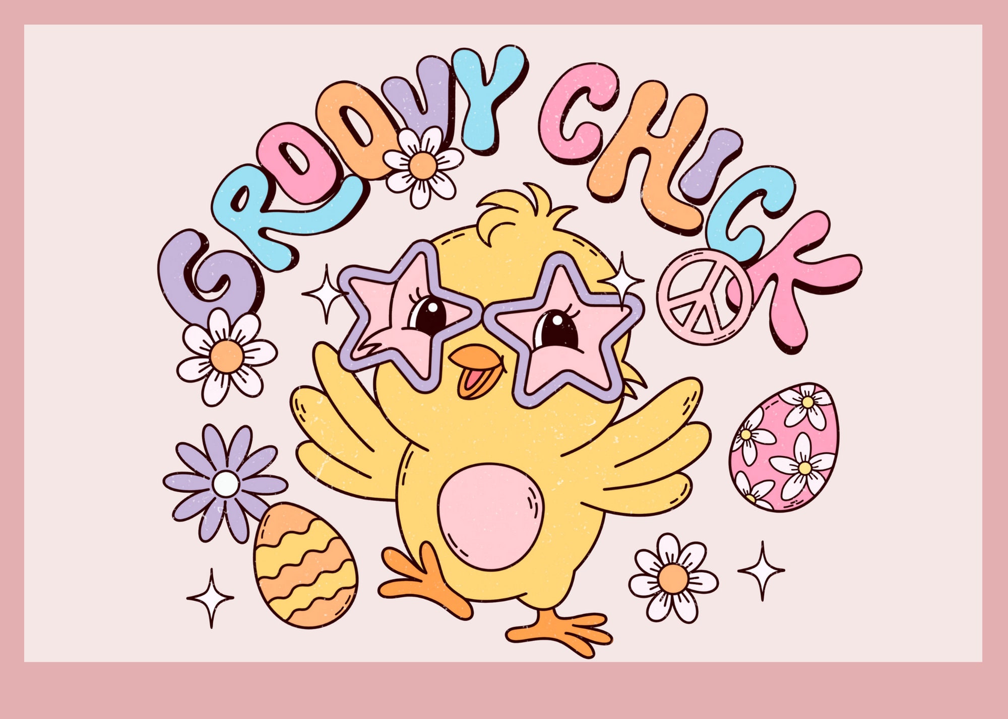 Groovy Chick Png, Hippie Easter Png, Spring Png, Retro Easter Png ...