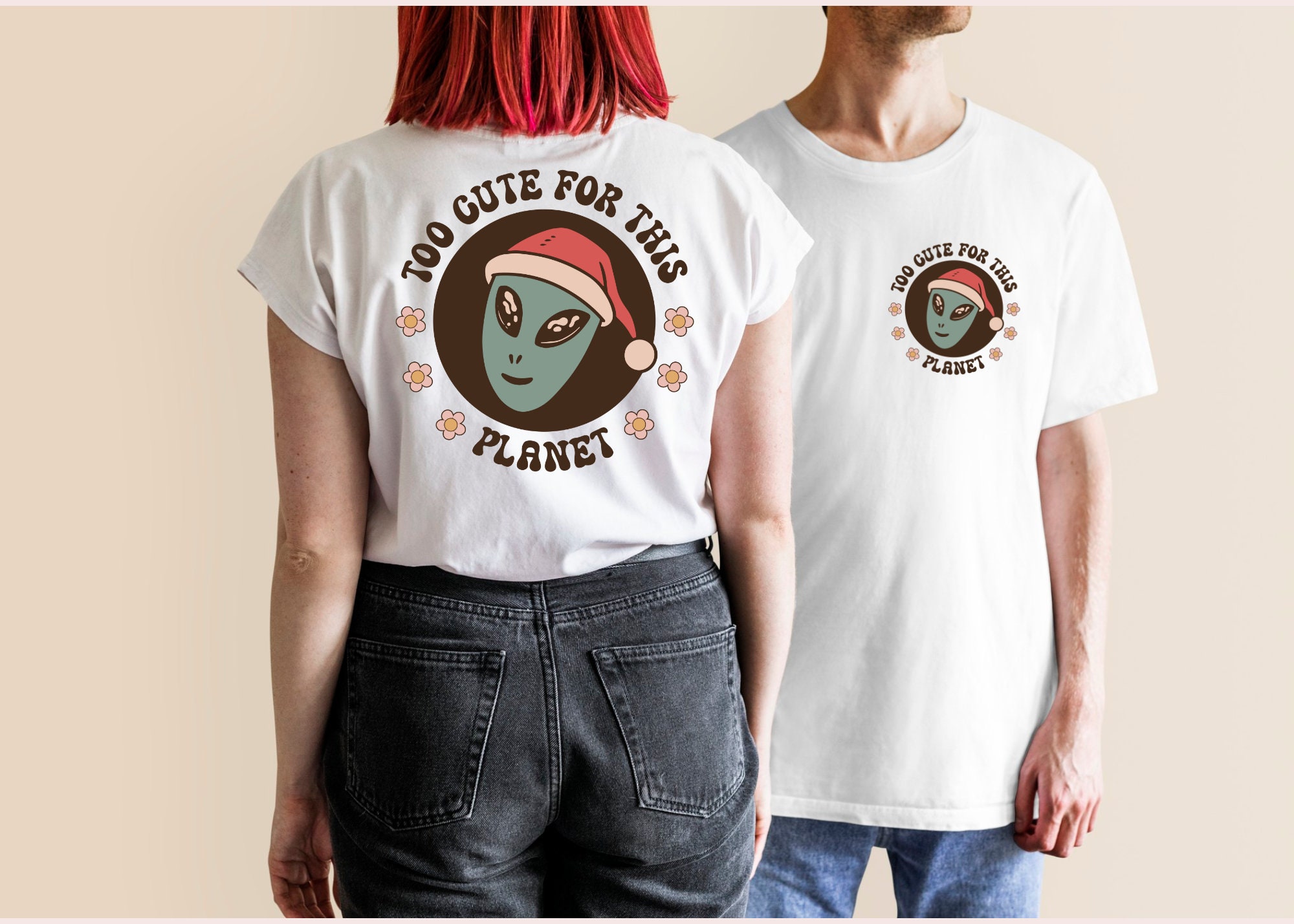 Cute Alien PNG, Christmas Alien Planet T Shirt Design, Too Cute for ...