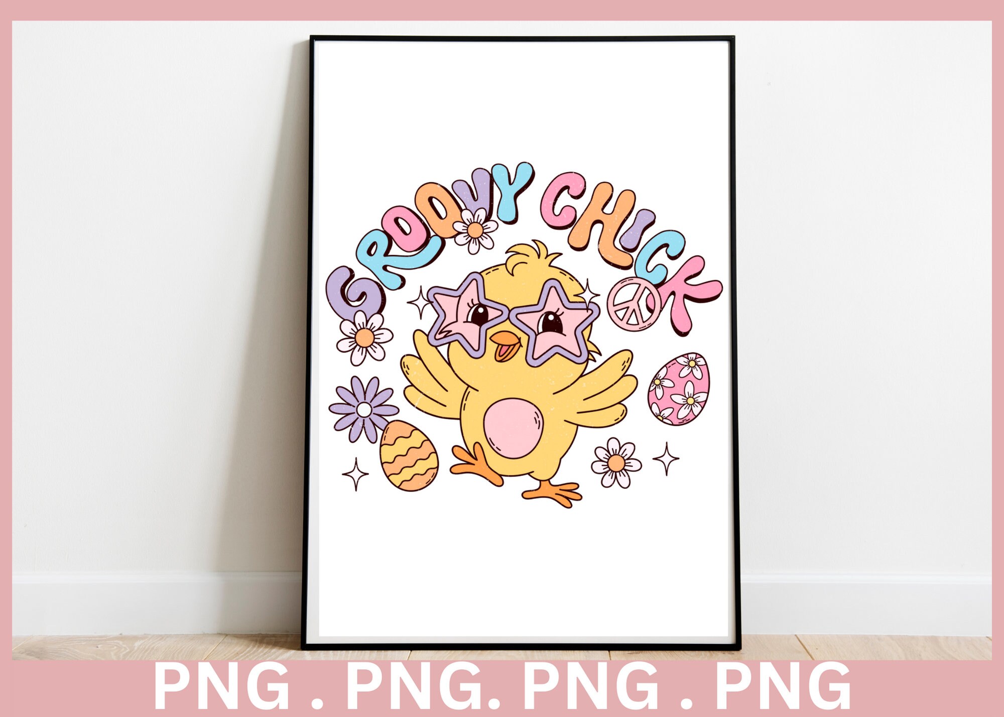Groovy Chick Png, Hippie Easter Png, Spring Png, Retro Easter Png ...