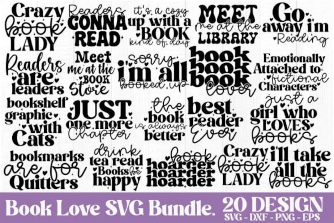 Book Lover SVG Bundle, Book Bundle Svg, Book Lover Stickers Design ...