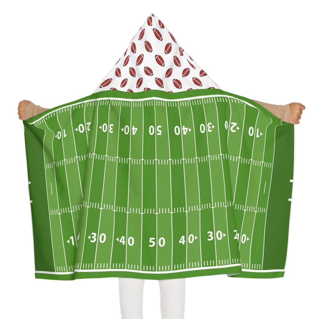 Youth Hooded Towel, Football Field Design, Kids Bath Towel, Sports Fan ...