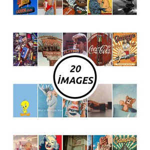 20 Vintage Retro Wall Collage Kit, Retro Wall Collage Kit, Retro ...