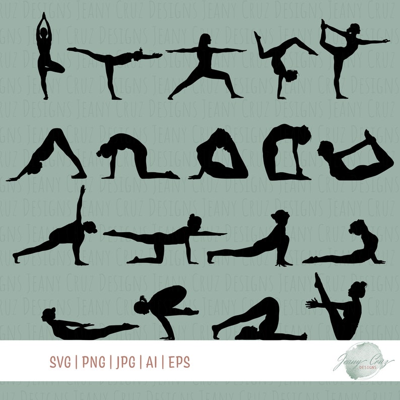 Yoga Clipart, Silhouette, Yoga Bundle, Gym, Meditation, Digital ...