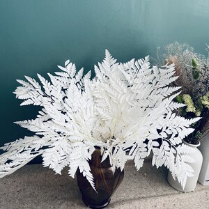 10 Stems Preserved Fern Leaf, Antiseptic White Leaves, Bohemian Wedding ...