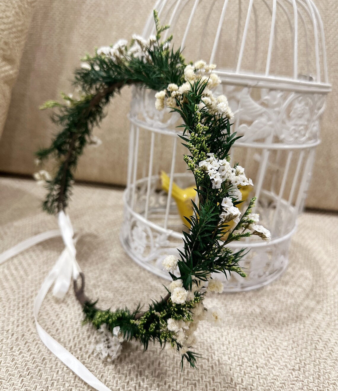 Baby's Breath Flower Crown: Greenery Bridal Wreath, Dried Flower ...