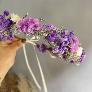Baby Breath Crown/dried Flower Crown/purple Bohemian Flower Crown ...