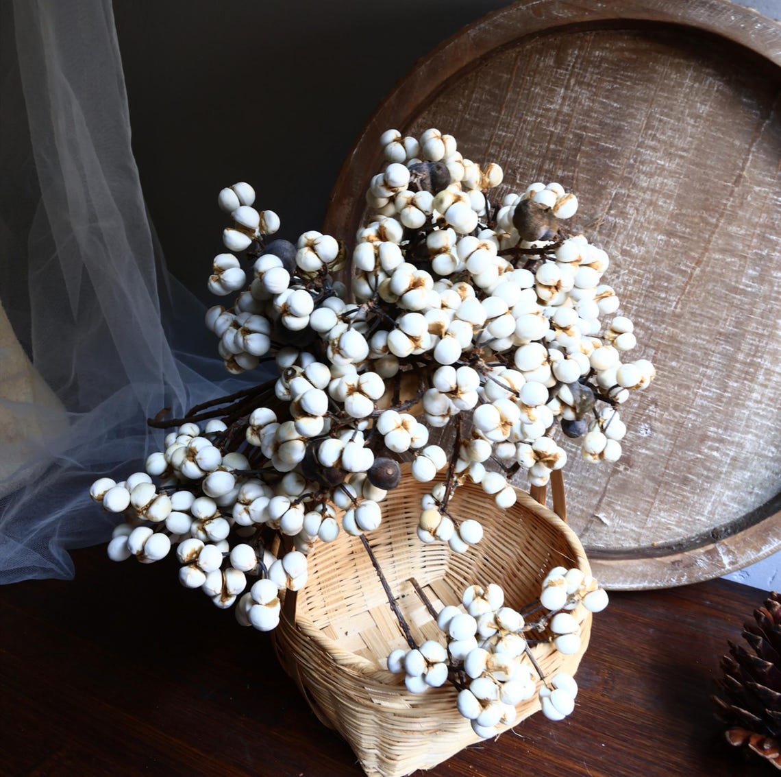 Dried Tallow Berry Bouquet: Natural White Fruit Stems, DIY Decor - Etsy