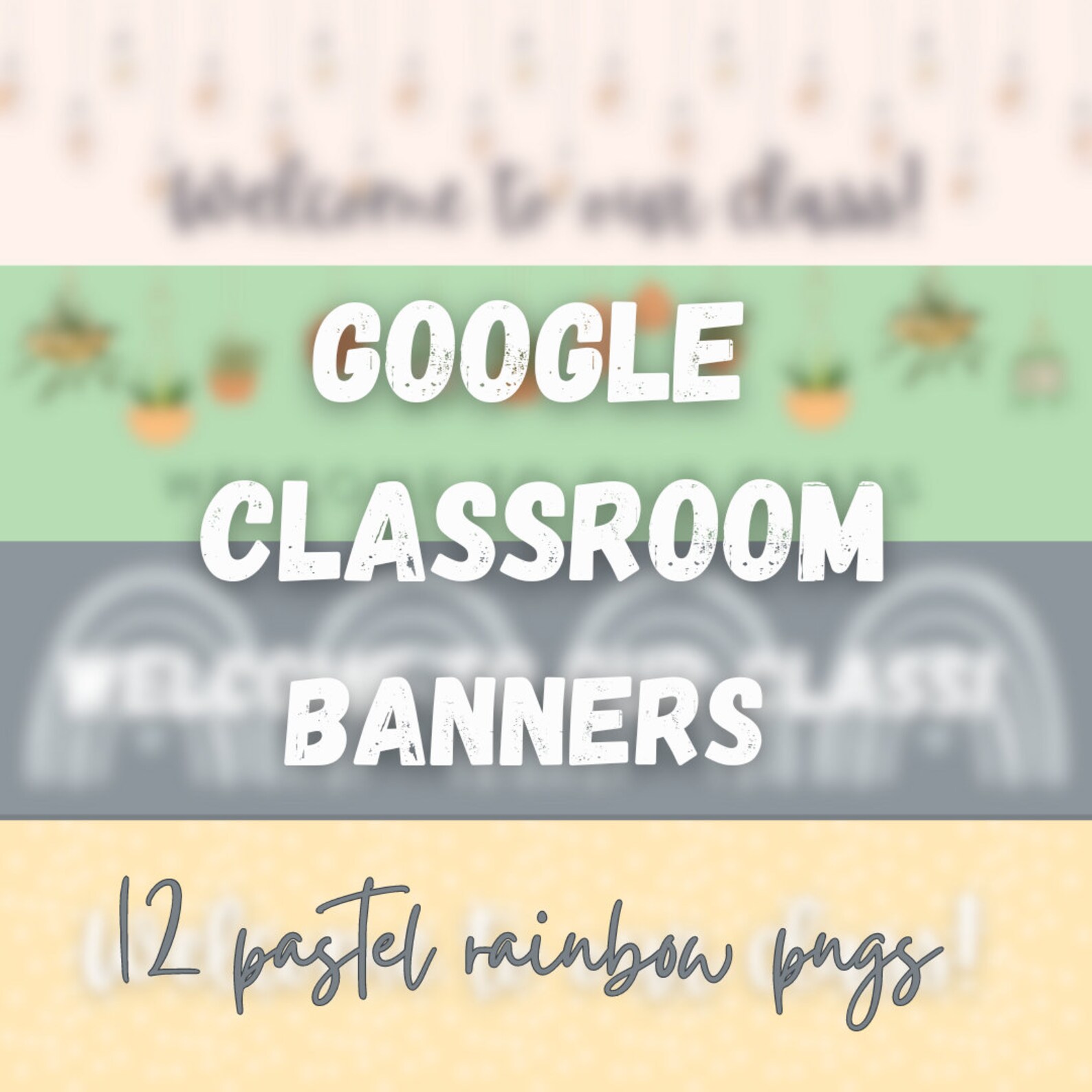 12 Google Classroom Headers Pngs Rainbow Pastel - Etsy