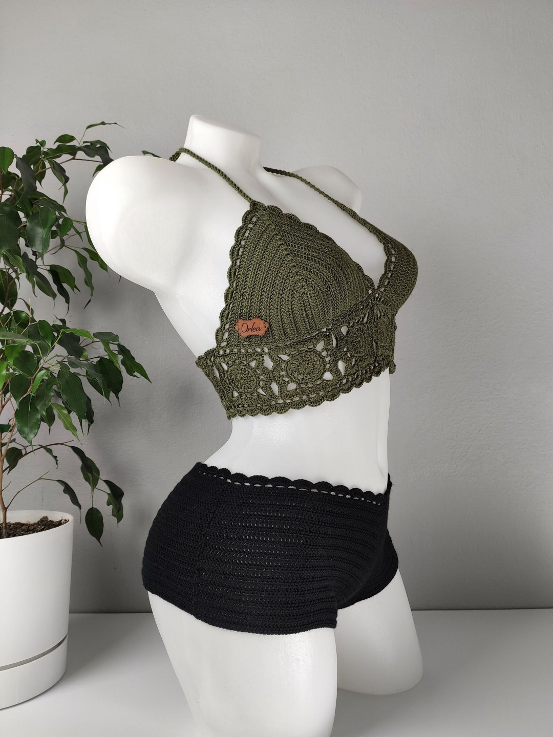 Crochet Swimming Bra Top, Deep V-neck Bustier - Etsy
