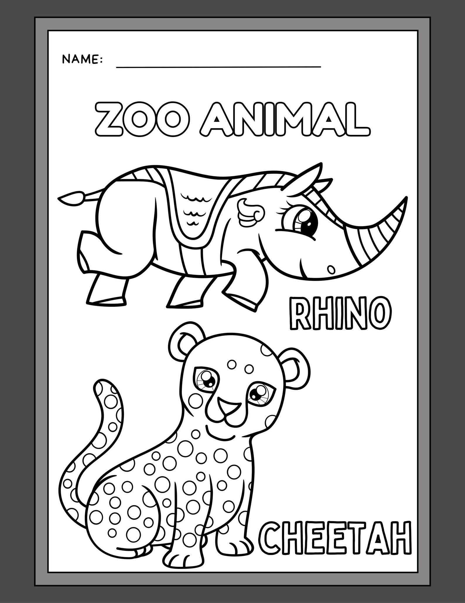 Colorful Safari Adventure: Zoo Animals Coloring Book - Etsy