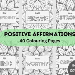 40 Positive Affirmations Kids Colouring Pages Digital Prints Digital ...