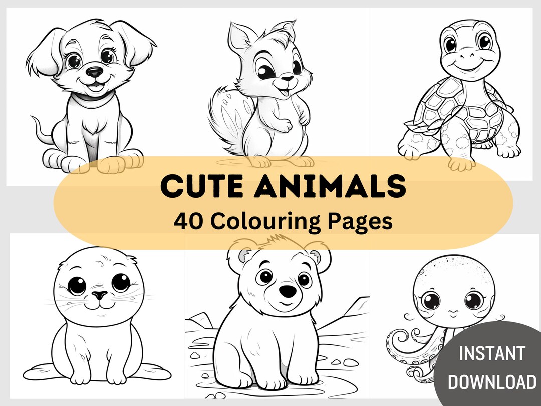 40 Animals Colouring Pages Children Arts Digital Prints Colouring Pages ...