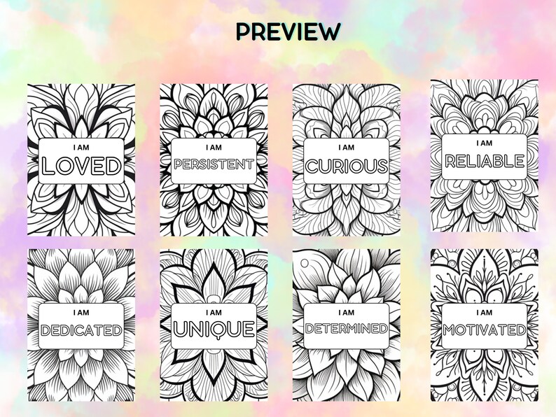 40 Positive Affirmations Kids Colouring Pages Digital Prints Digital ...