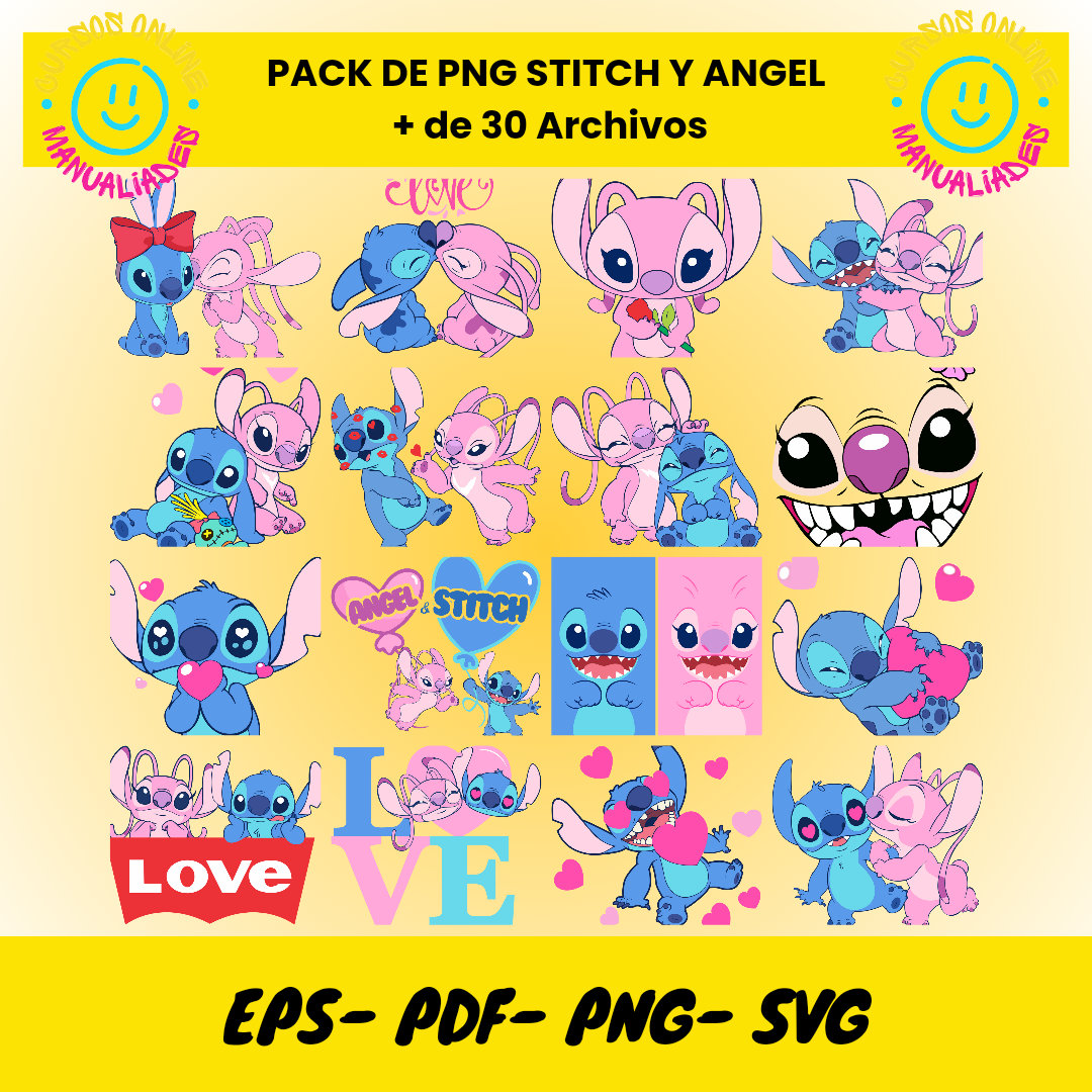 Stitch and Angel PNG Pack - Etsy