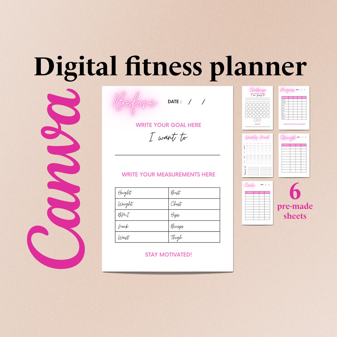 Fitness Planner Template, Canva Template A4, Weight Loss Journal ...