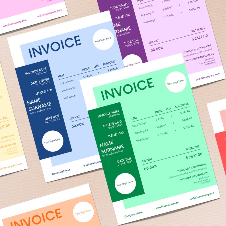 Invoice Template, Canva Template A4, Small Business, Custom Order Form ...