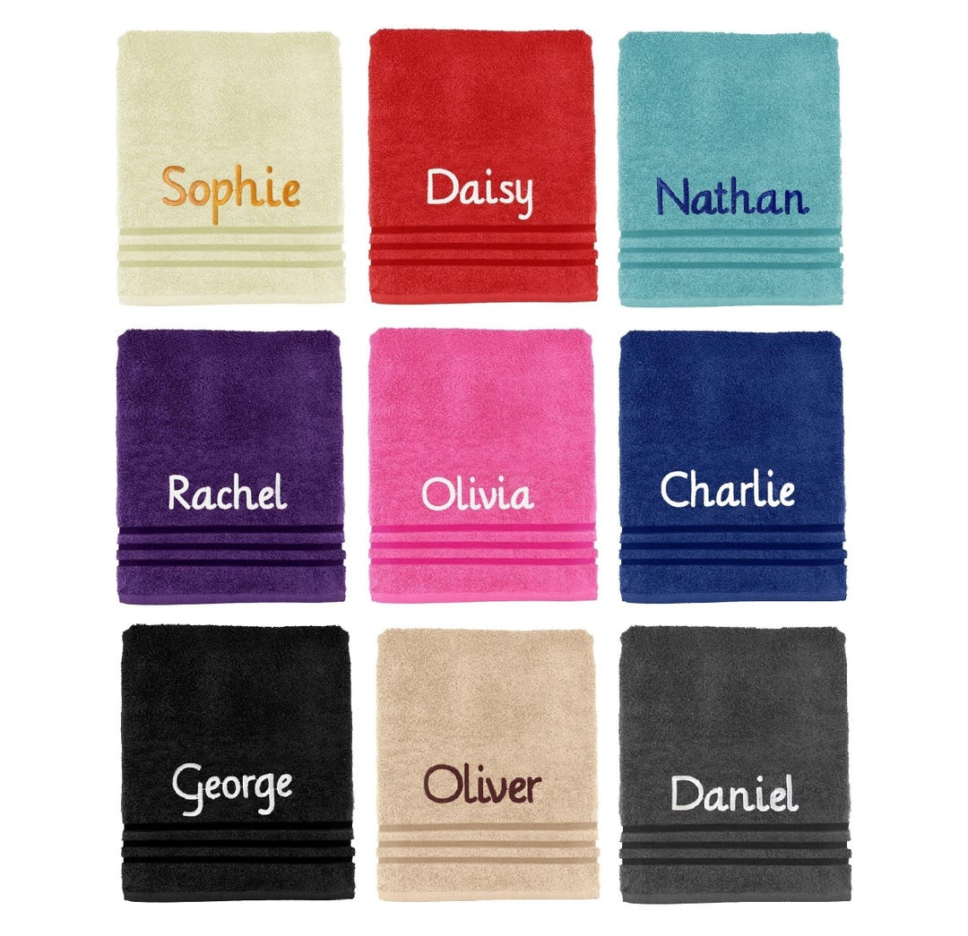 Personalised Towels Custom Embroidered Bath and Beach Towel Name Towel ...