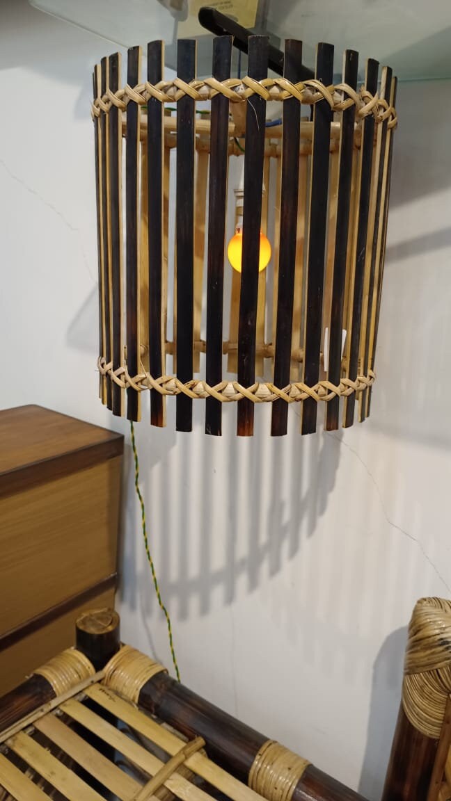 Bamboo Cane Jali Wall Hanging Lamp Cane Home Decor Bamboo Lamp Office ...
