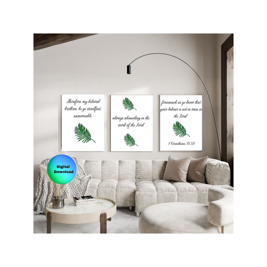 Christian Scriptures Digital Printable Wall Art, Green Leaves - Etsy