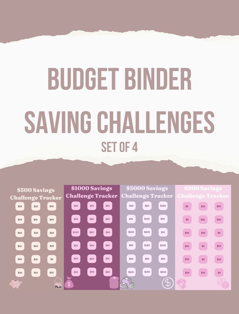 Printable Savings Challenges | Savings Challenge Bundle | Set of 4 | Mini Saving Challenges - Etsy