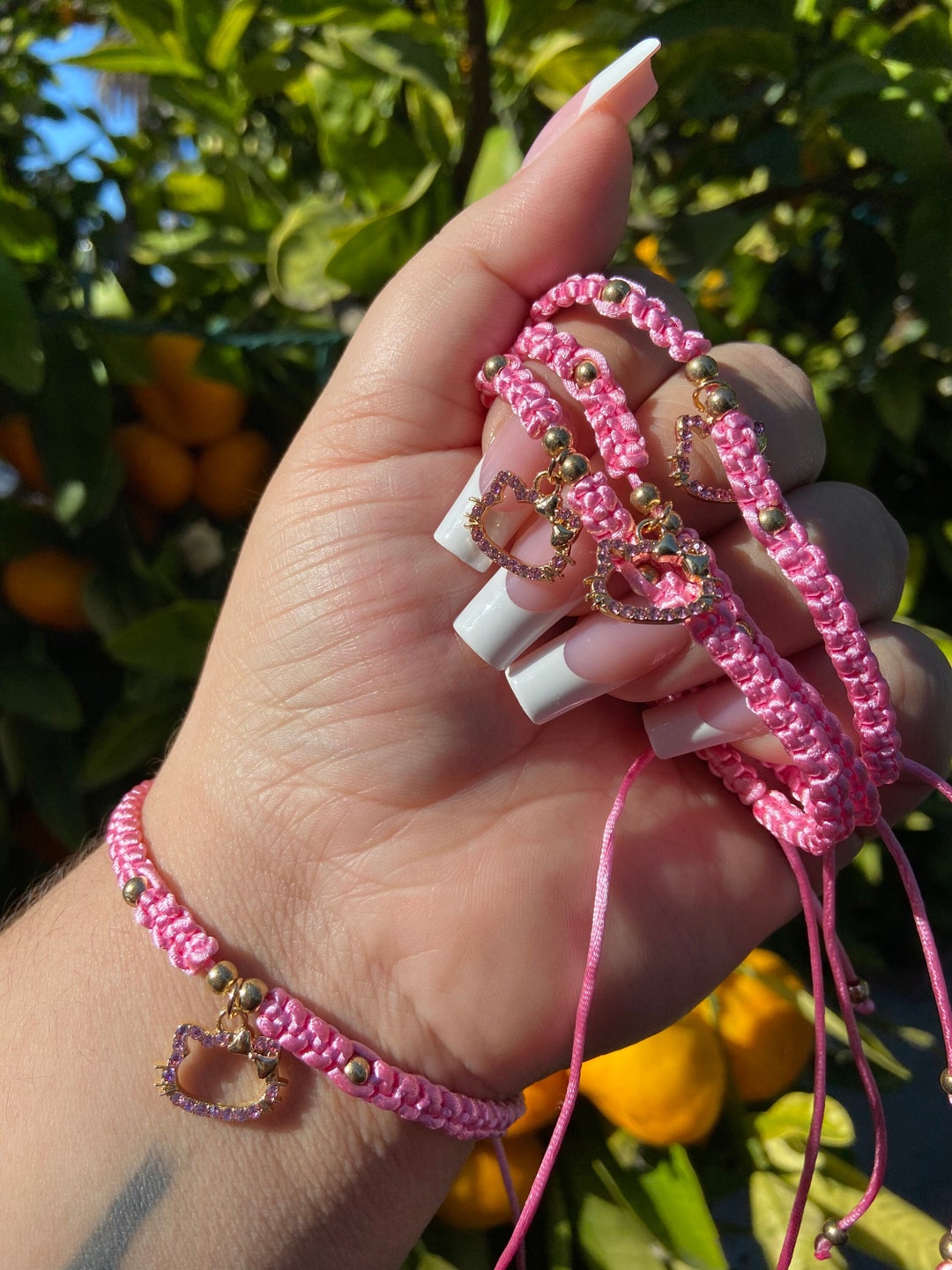 Hello Kitty Sparkly Charm Rope Bracelet Adjustable - Etsy