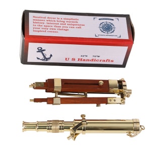 Brass Telescope on Tripod Stand Use for Home Decor & Table Accessory Nautical Spyglass Telescope ...