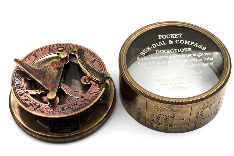 Compass NAVIGATIONAL Instrument - Marine Sundial Compass With Leather ...