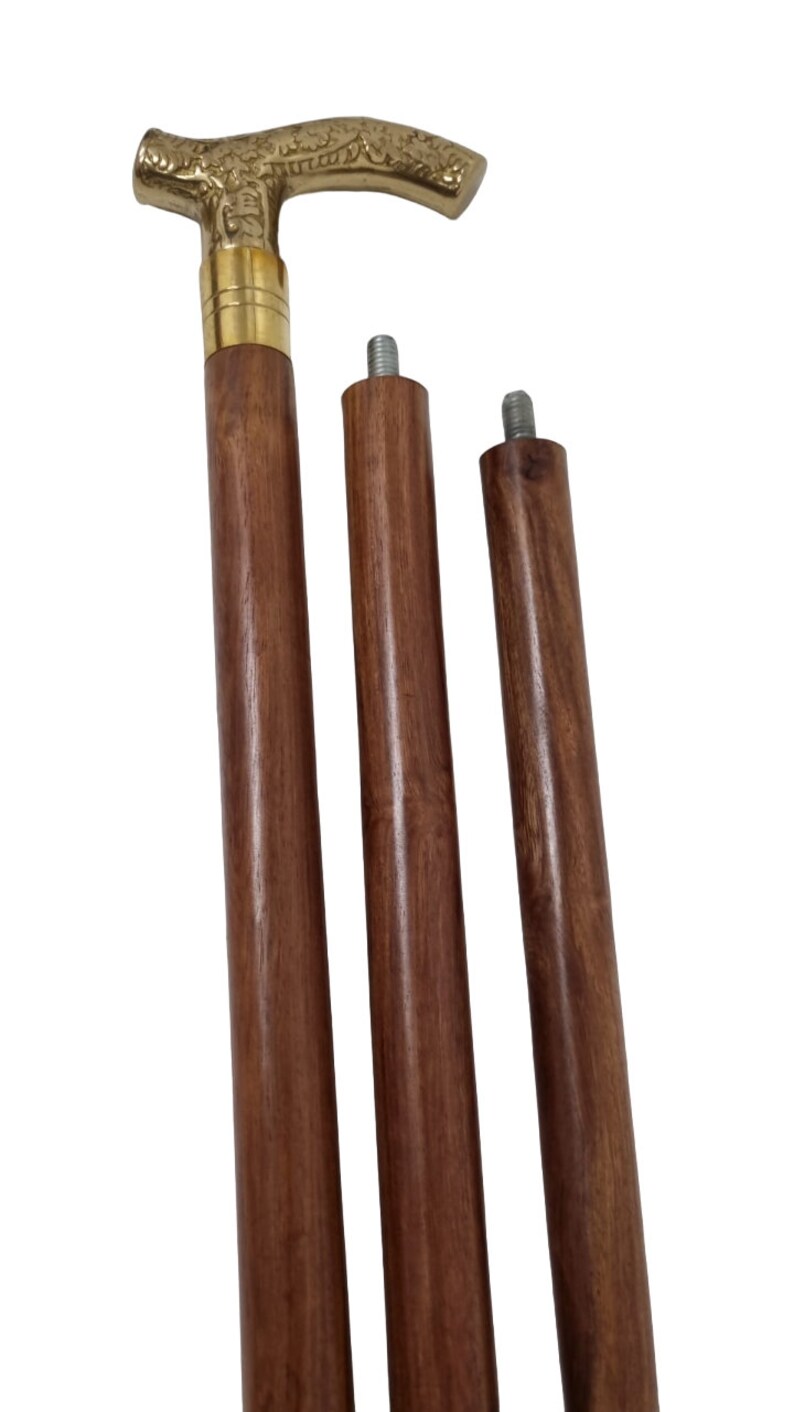 Royal Brass Handle Walking Stick Wooden Victorian Cane Collectible Men ...