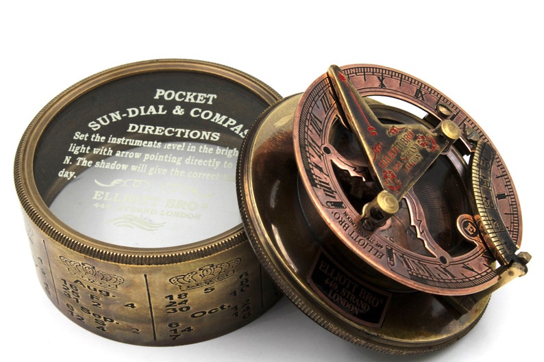 Compass NAVIGATIONAL Instrument - Marine Sundial Compass With Leather ...