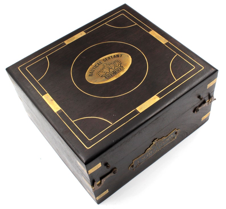 J. Scott London Brass Ship History Sextant With Hardwood Box. Nautical ...