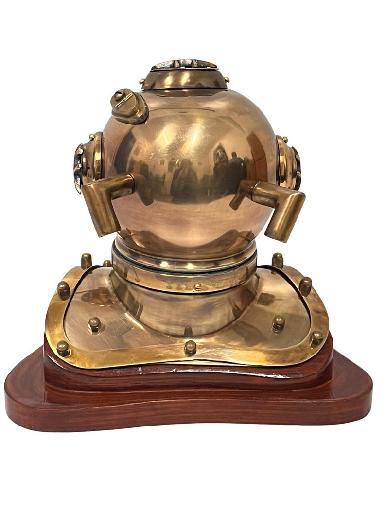 Scuba Diving Brass Helmet Deep Sea Diver Helmets With Wood Base ...