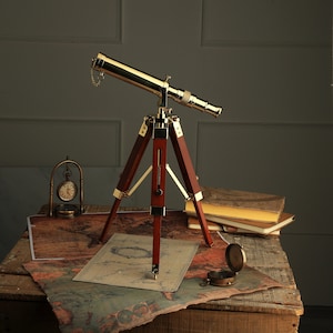 Brass Telescope on Tripod Stand Use for Home Decor & Table Accessory Nautical Spyglass Telescope ...