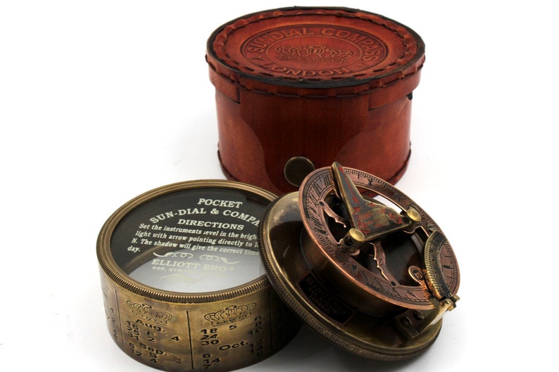 Compass NAVIGATIONAL Instrument - Marine Sundial Compass With Leather ...