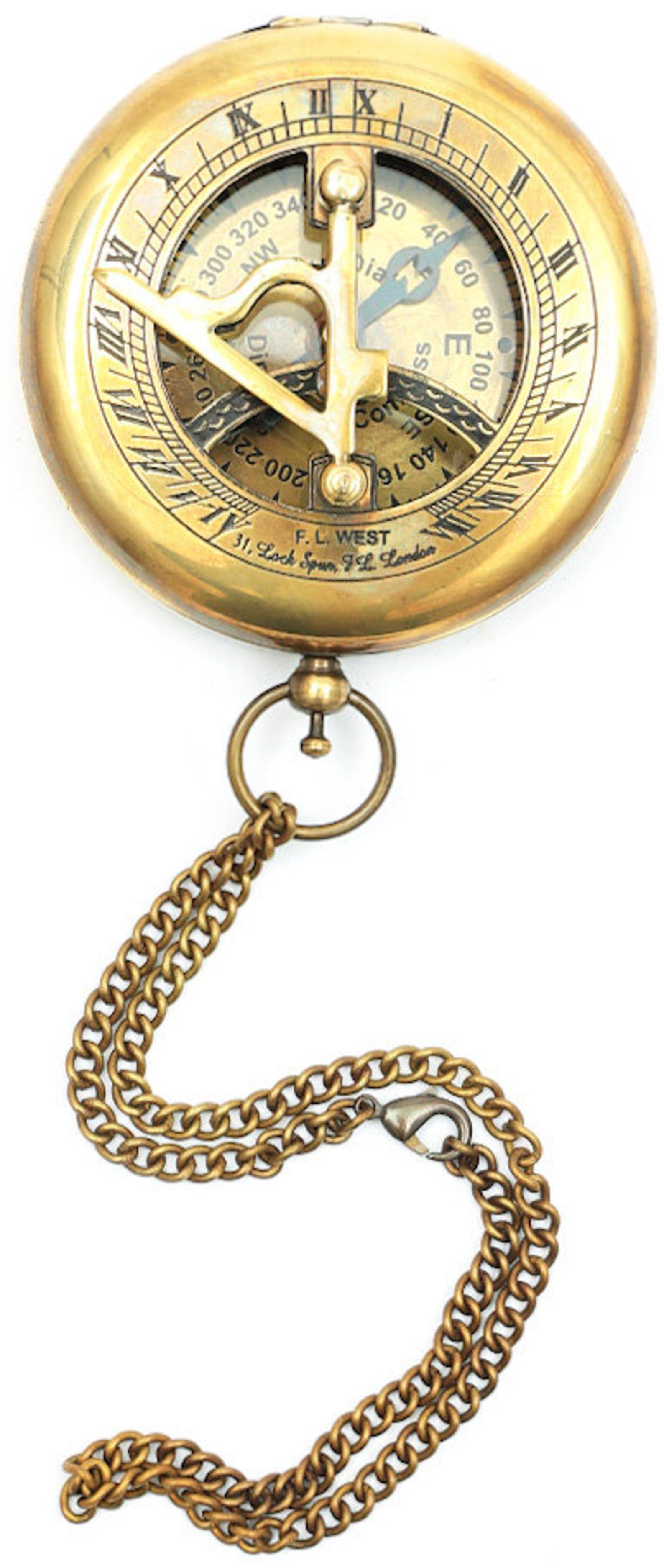Sundial Compass, Steampunk Brass Sundial Compass, Sundial Watch With ...