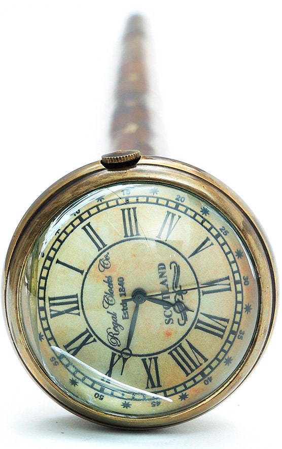 Clock Handle Walking Stick Solid Brass Indian Rose Wood Walking Cane ...