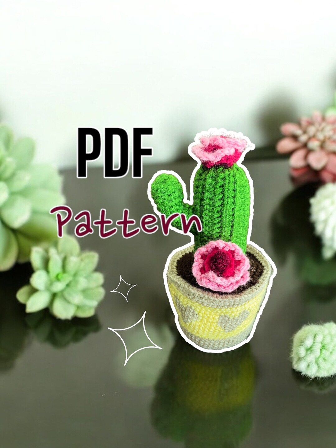 Crochet PDF Pattern for Cactus With Flowers - Amigurumi Plant PDF ...