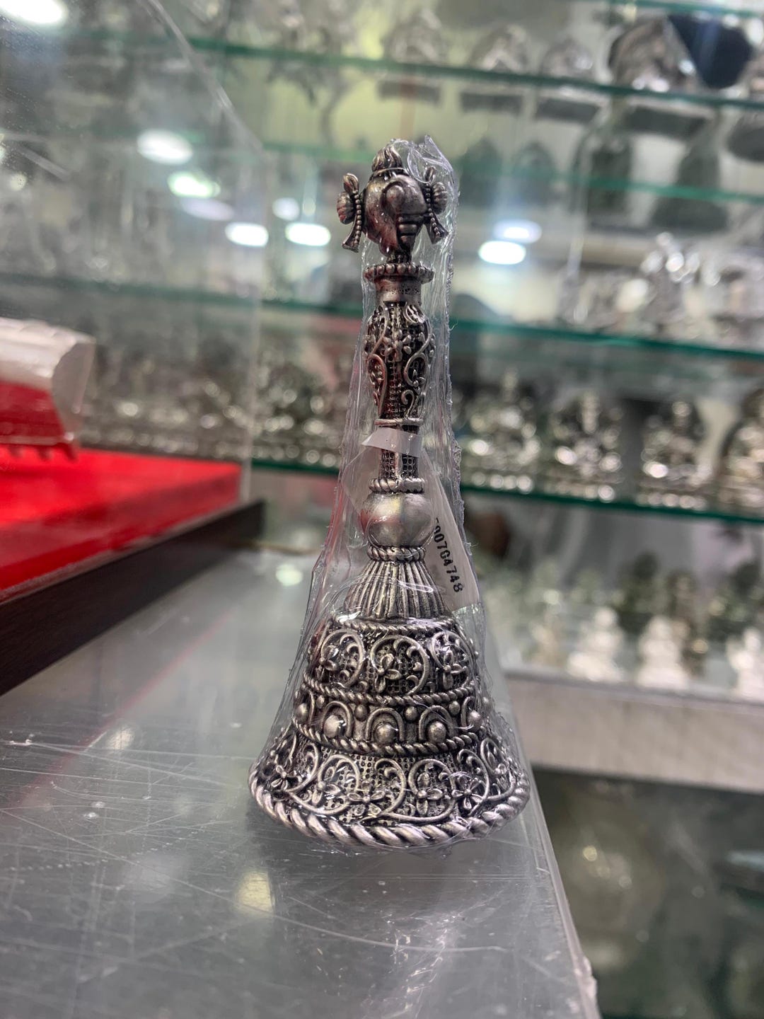 Antique 92.5 Silver Shankh Shape Pooja Bell Ghanti for Mandir Pooja ...