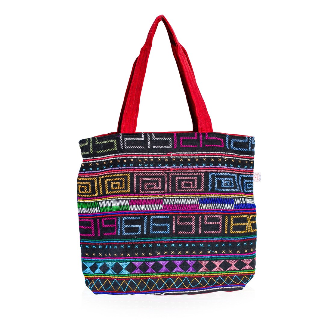 Mingalaba Black Embroidered Tote Bag Traditional Burmese Hand Craft - Etsy