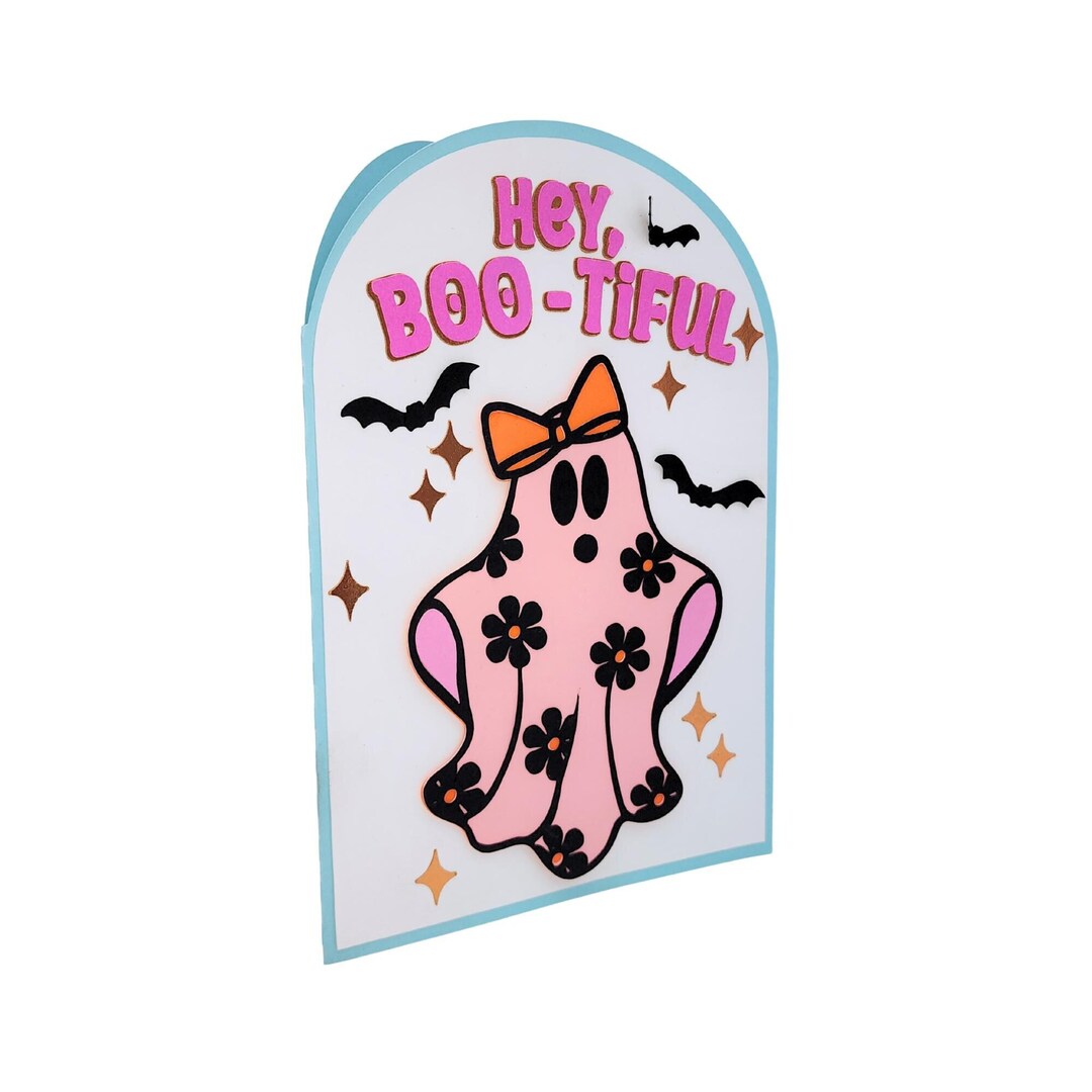 Hey Boo-tiful Cute Ghost Halloween Greeting Card Instant Digital ...