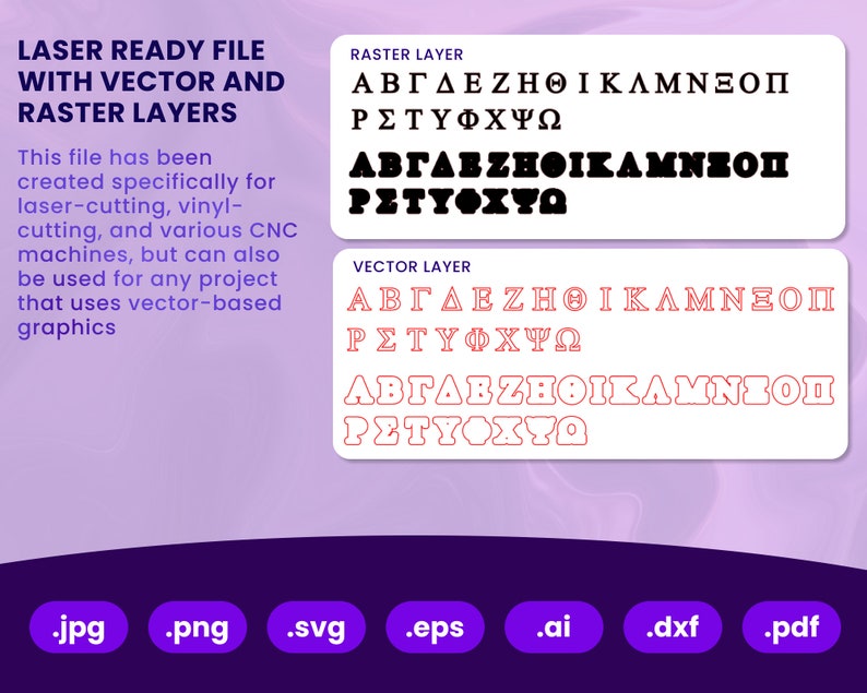 Greek Alphabet Letters, Double-layered, Raster and Vector Layers for ...