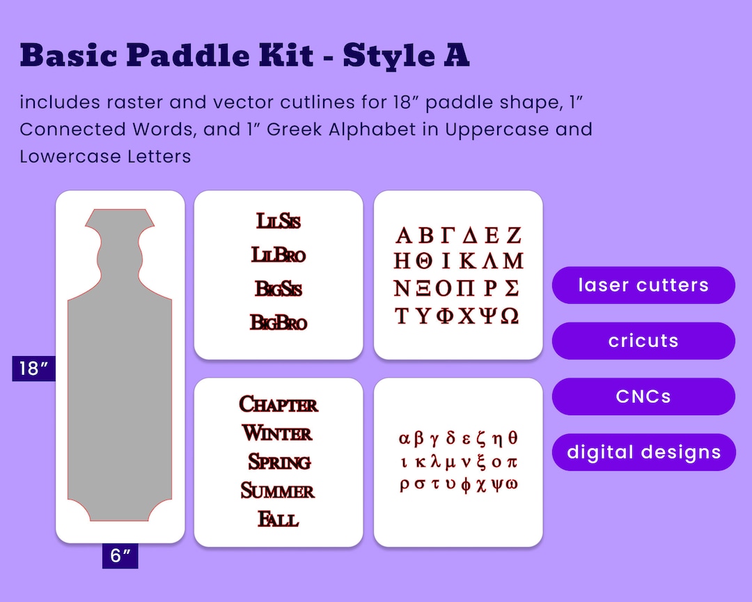 Fraternity and Sorority Basic 18" Greek Paddle Kit SVG, Raster and ...