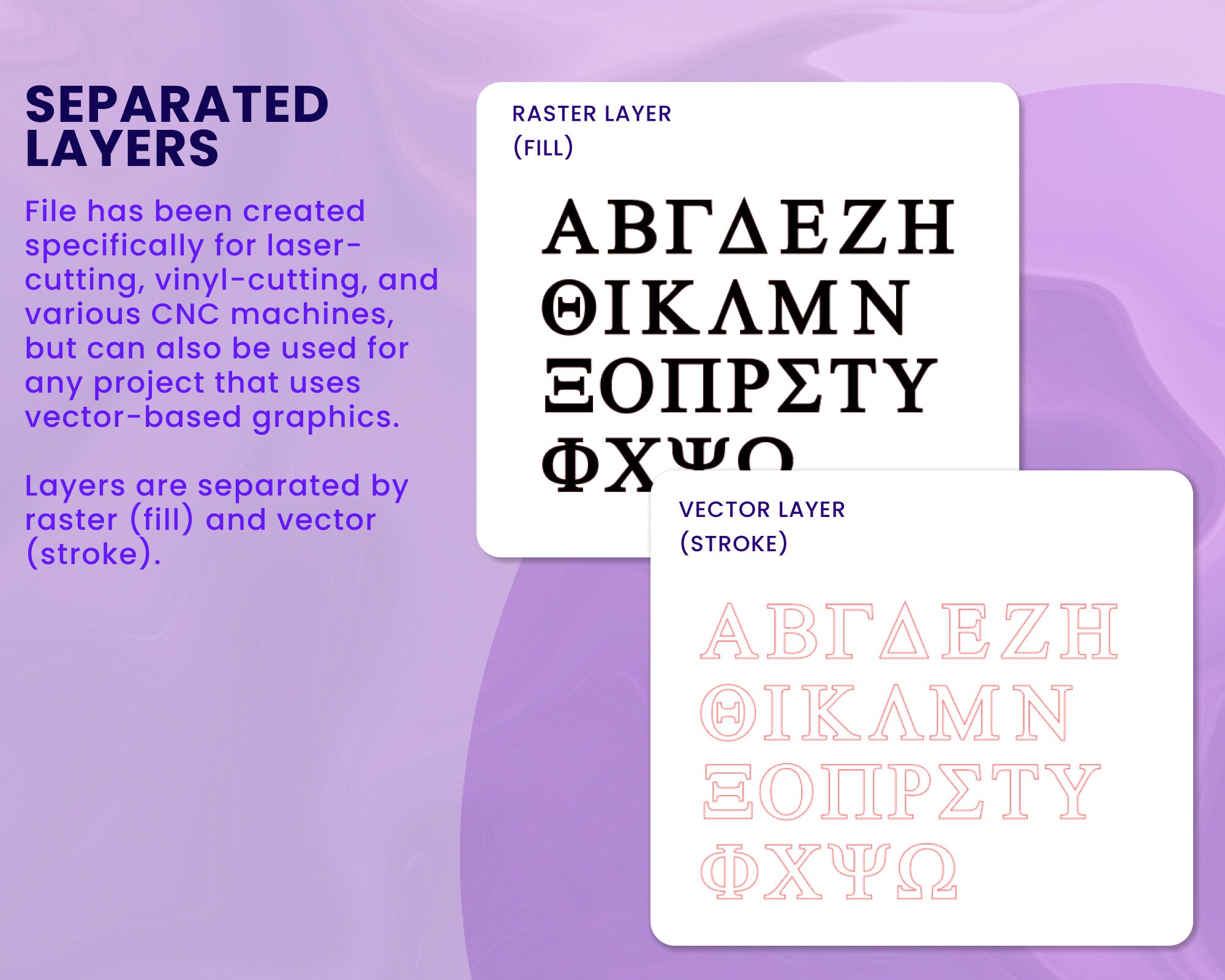 3 Greek Alphabet Letters, Double-layered, Raster and Vector Layers for ...