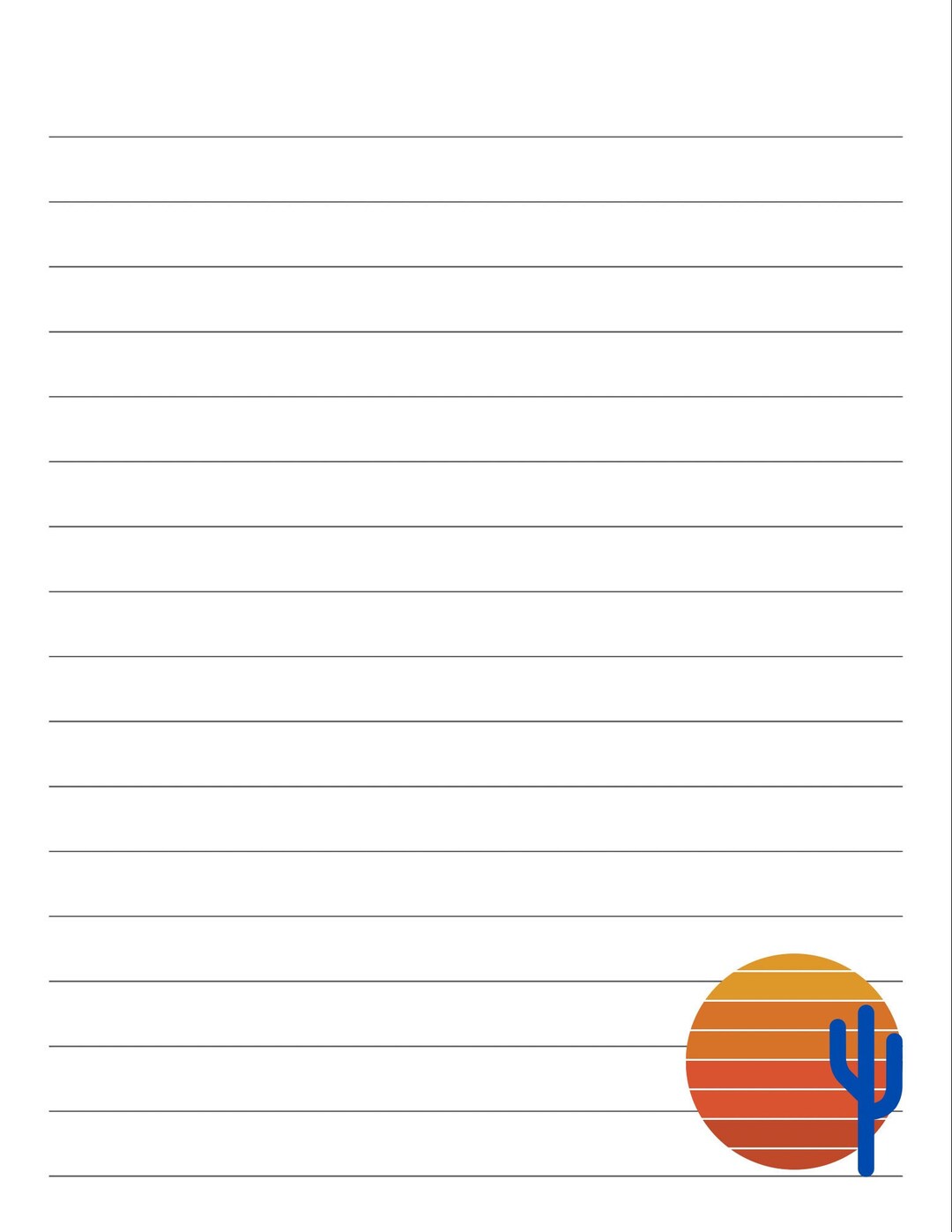 Cactus Sun Digital Stationary - Etsy