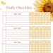 Checklist Sunflower Daily Checklist - Digital Printable | Focused Daily ...