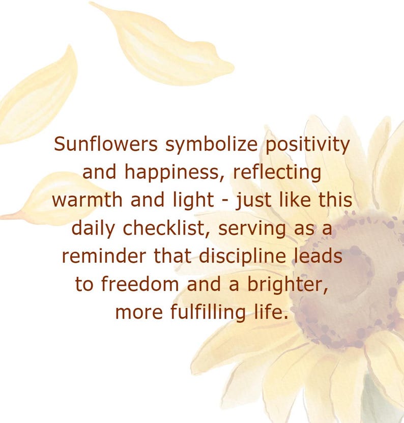Checklist Sunflower Daily Checklist - Digital Printable | Focused Daily ...