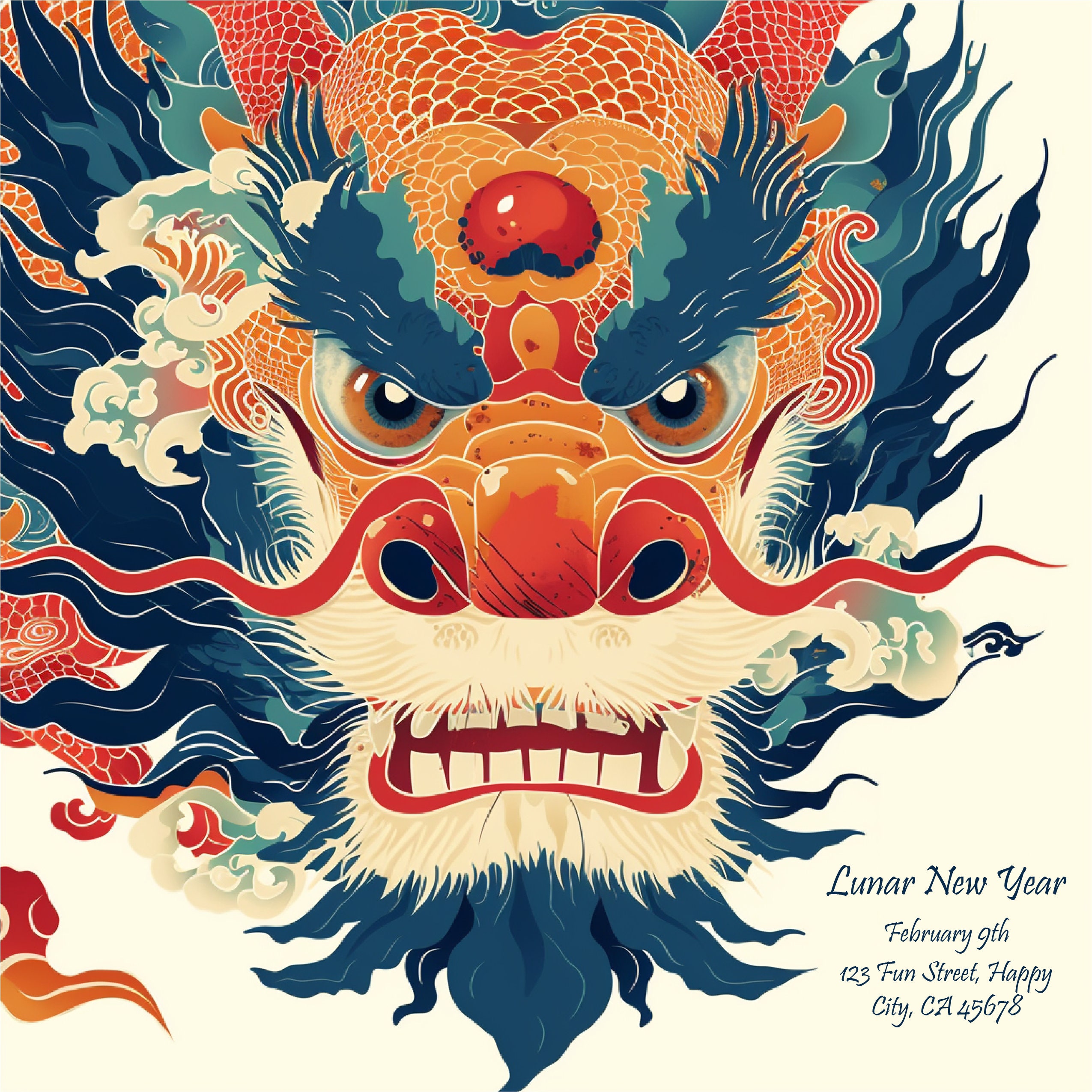 Dragon Poster Invitation Card Template Digital Art Print Perfect for ...