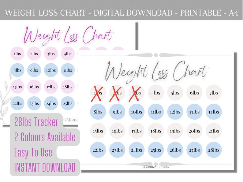 Weight Loss Tracker Printable Instant Download Tracker, Digital Planner ...