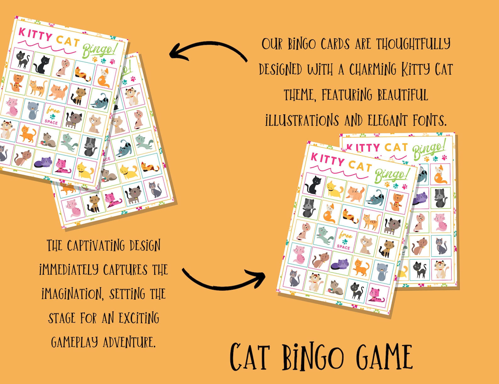 Kitty Cat Bingo Cards, Purrfectly Fun Kitten Activities Gift, Birthday ...