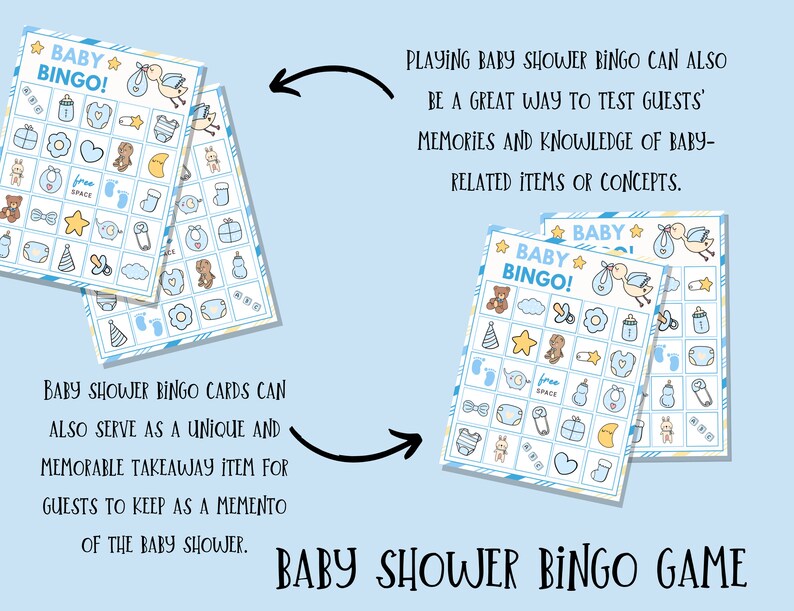 Baby Shower Bingo Printable, Baby Boy Bingo Printable, Baby Shower Gift ...